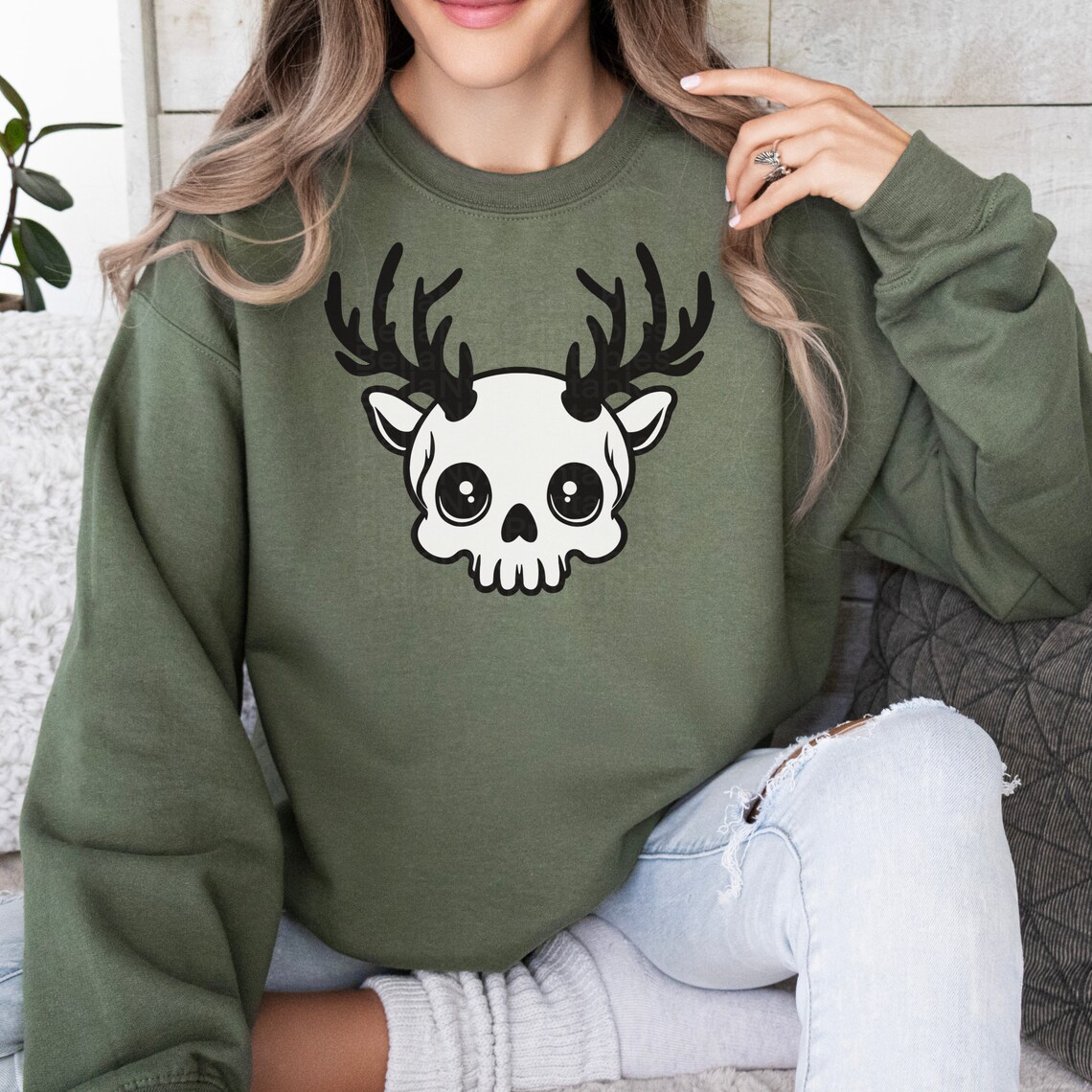 Reindeer Skull SVG, Cute Goth Svg, Reindeer Png, Christmas Cut File Png ...