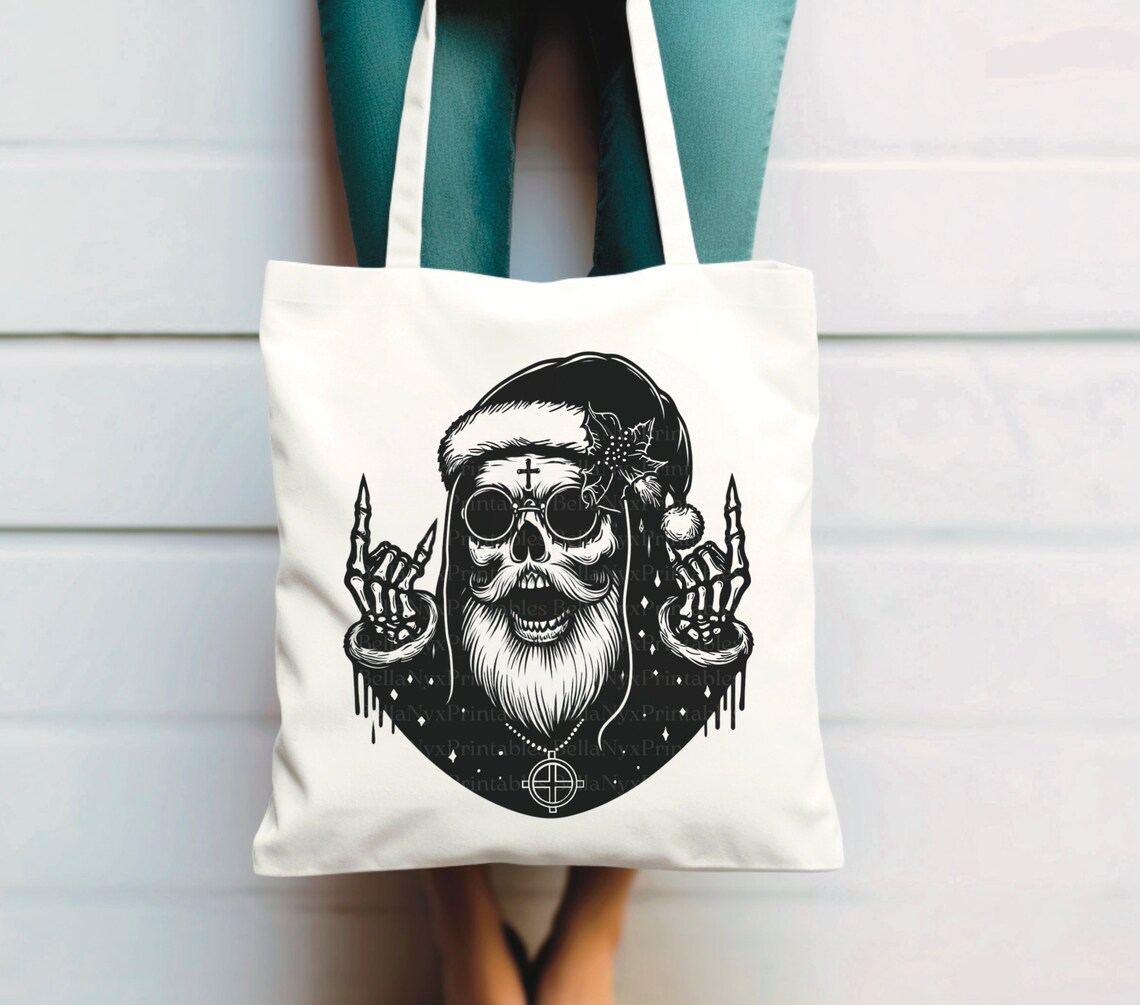 Gothic Santa SVG, Rock N Roll Devil Horns, Creepy Santa Clause Clipart ...