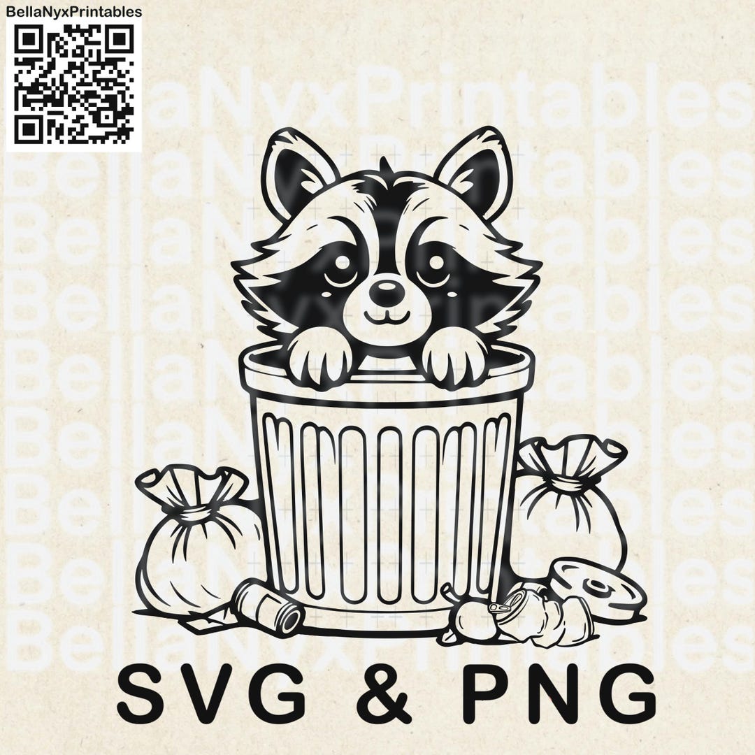 Raccoon SVG, Raccoon in A Trash Can, Trash Panda SVG, Cute Raccoon Clip ...