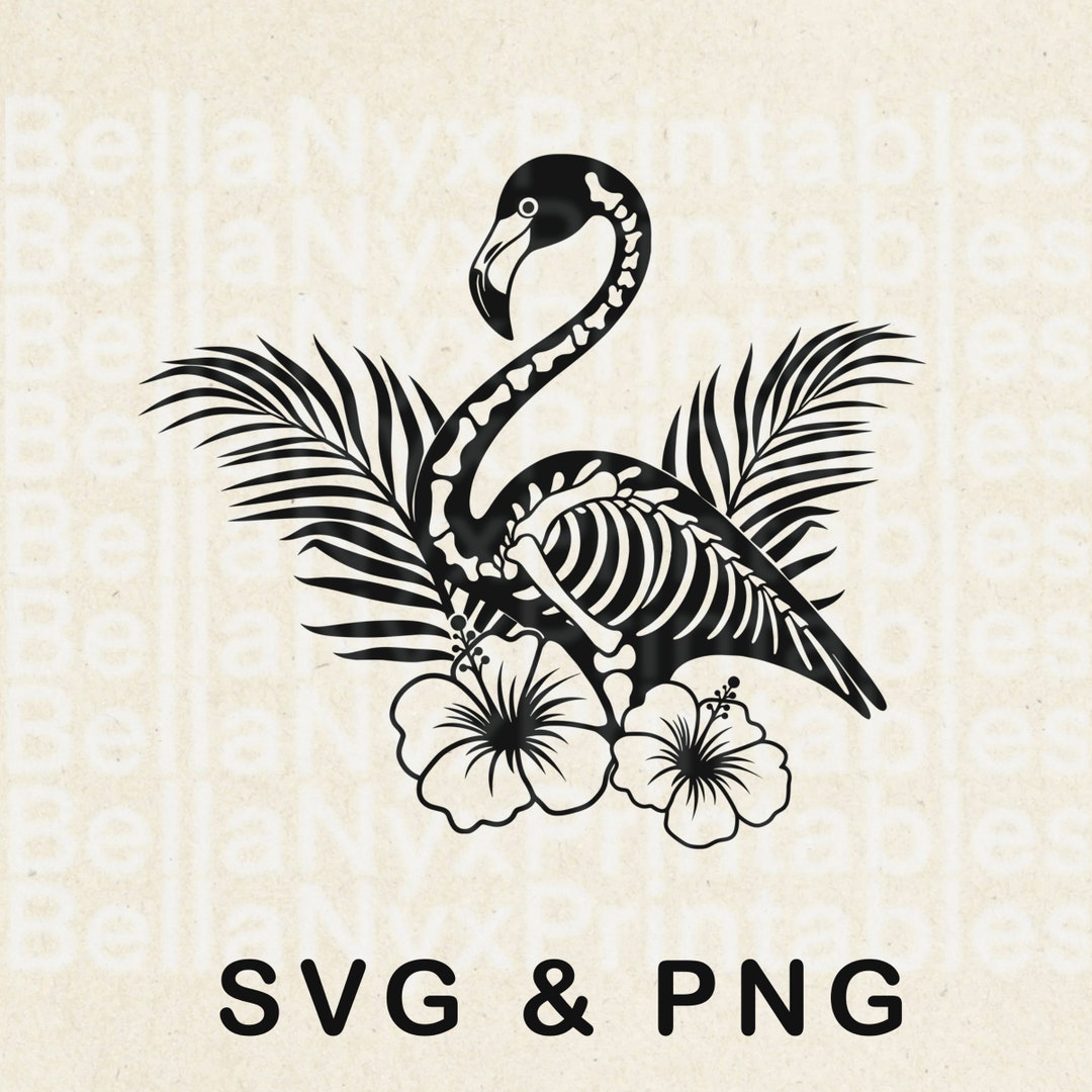 Skeleton Flamingo SVG, Tropical Flamingo SVG, Tropical Summer Clip Art ...