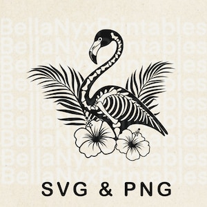 Skeleton Flamingo SVG, Tropical Flamingo SVG, Tropical Summer Clip Art ...