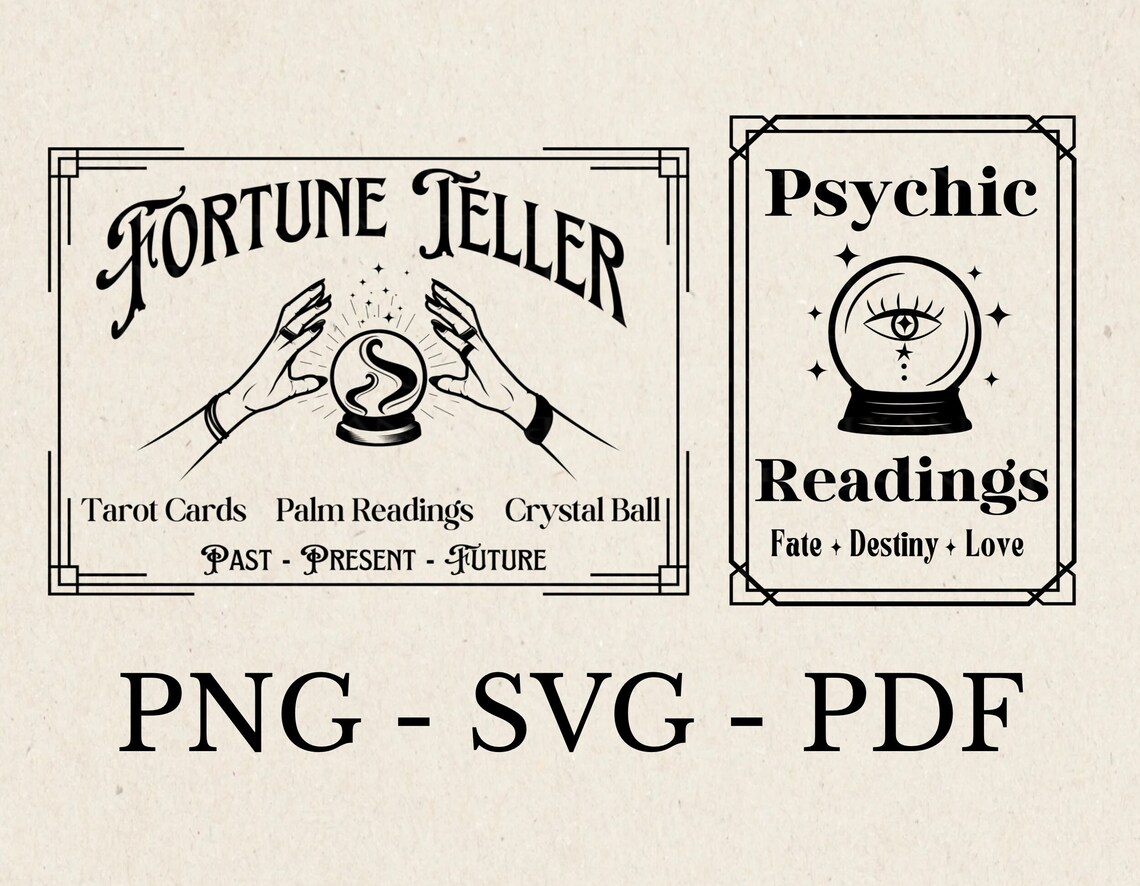 Fortune Teller SVG: Crystal Ball, Psychic Readings Sign (PNG, PDF) - Etsy