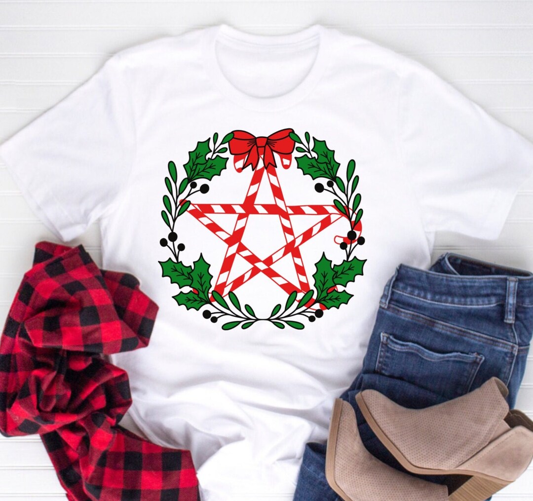 Candy Cane Pentagram Svg, Christmas Wreath, Gothic Christmas Digital ...