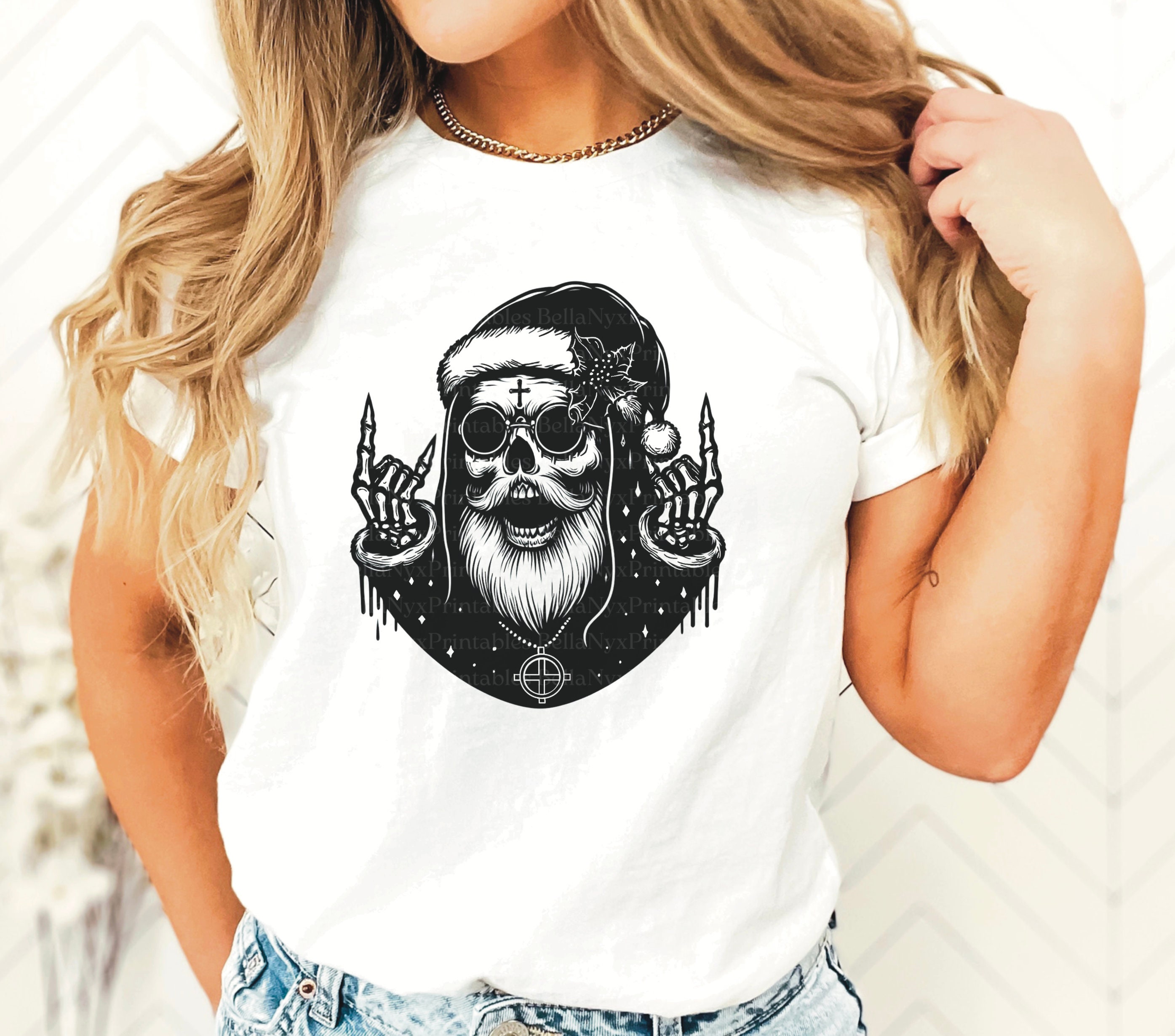 Gothic Santa SVG, Rock N Roll Devil Horns, Creepy Santa Clause Clipart ...