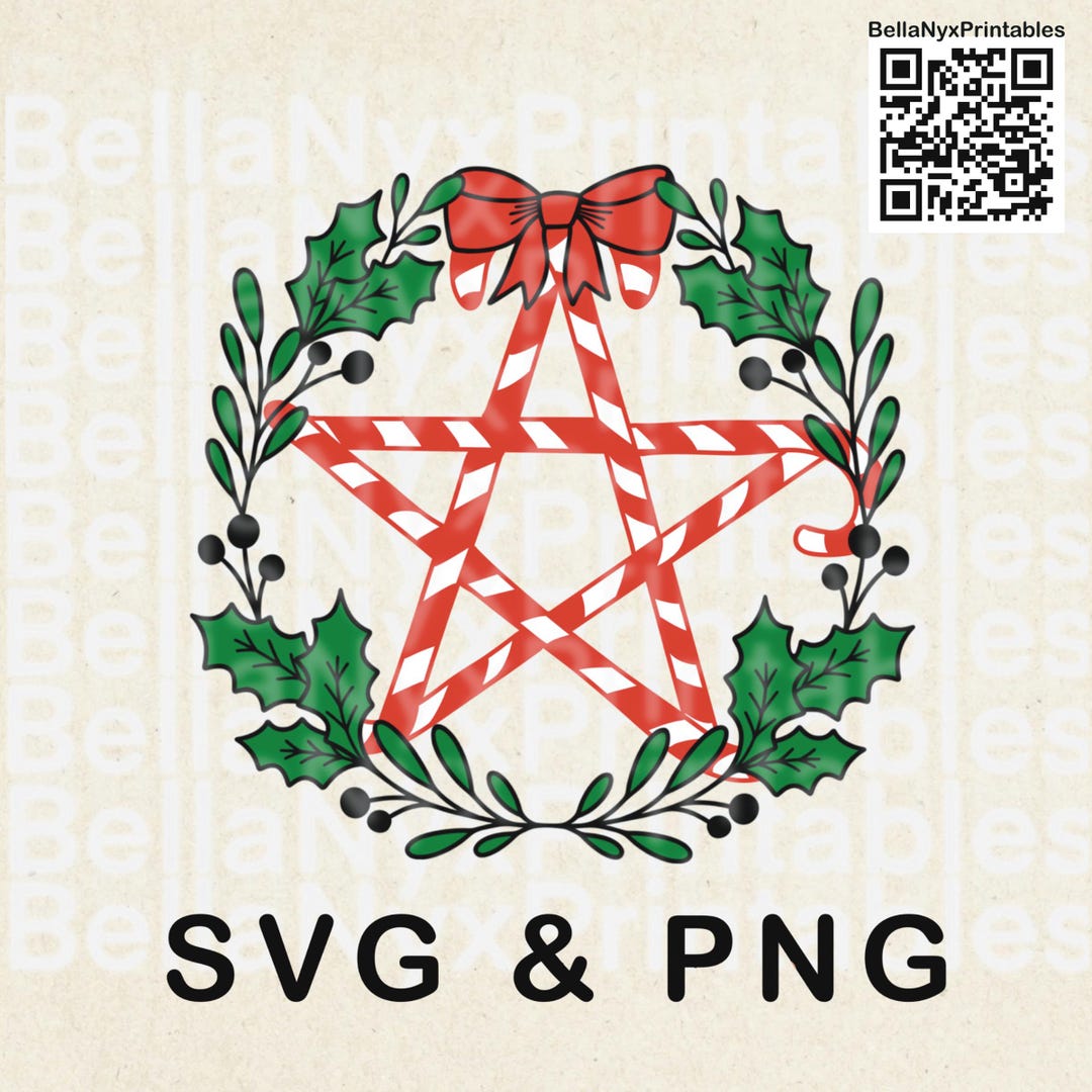 Candy Cane Pentagram SVG, Pentacle SVG, Gothic Christmas, Christmas ...