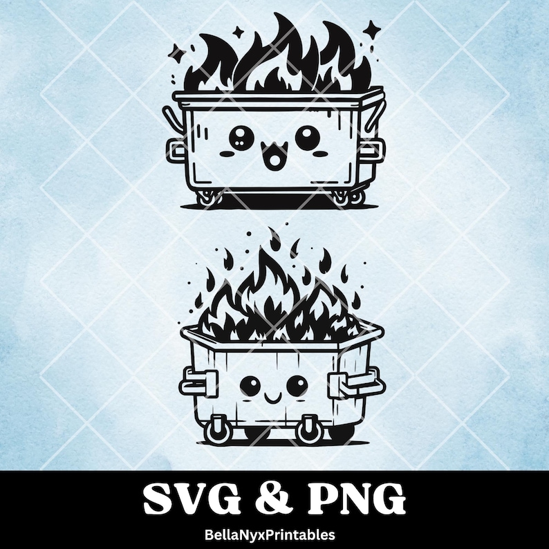 Cute Dumpster Fire SVG, Garbage Svg, Trash Can Clipart, Png Svg Files ...