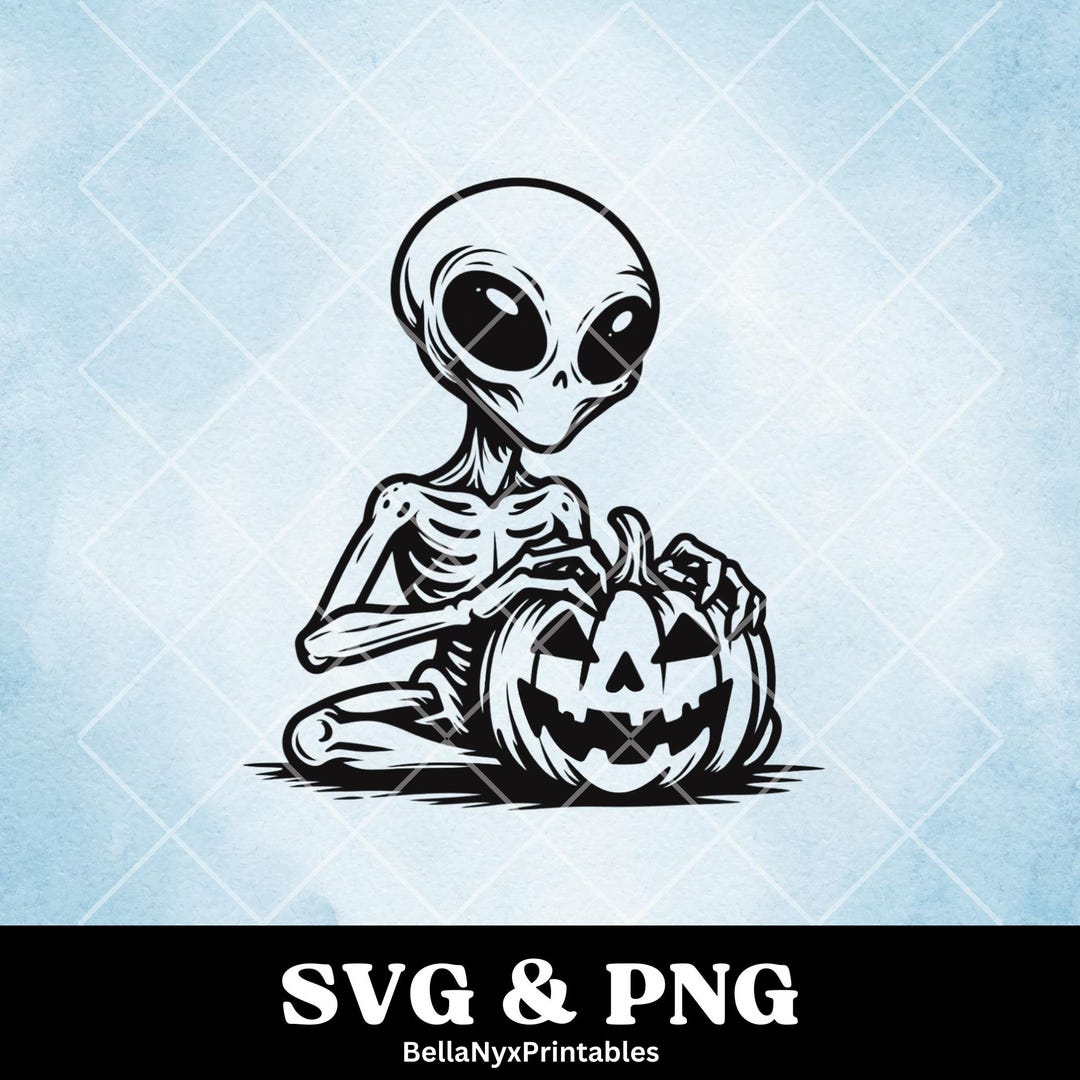 Halloween Alien Jack O Lantern SVG: Extraterrestrial Design (digital ...