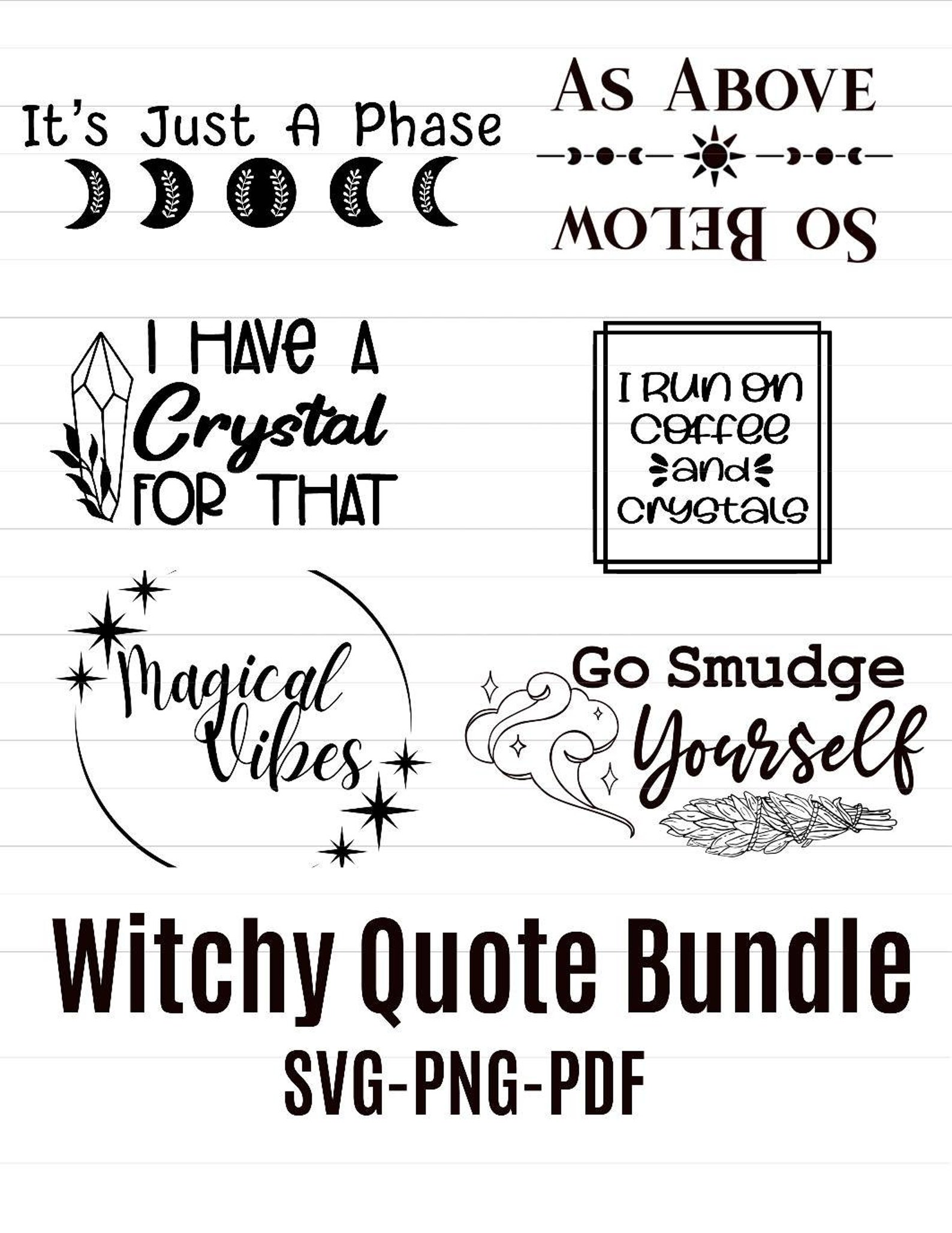 Witchy Mystical Bundle Svg Crystal Svg Go Smudge Yourself - Etsy Canada