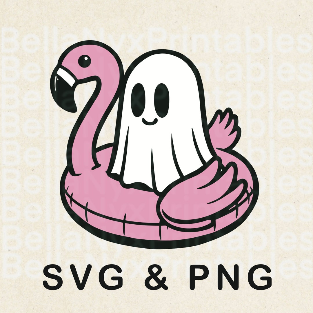 Ghost on A Pool Floaty SVG, Flamingo Pool Float, Summer SVG, Ghost PNG ...