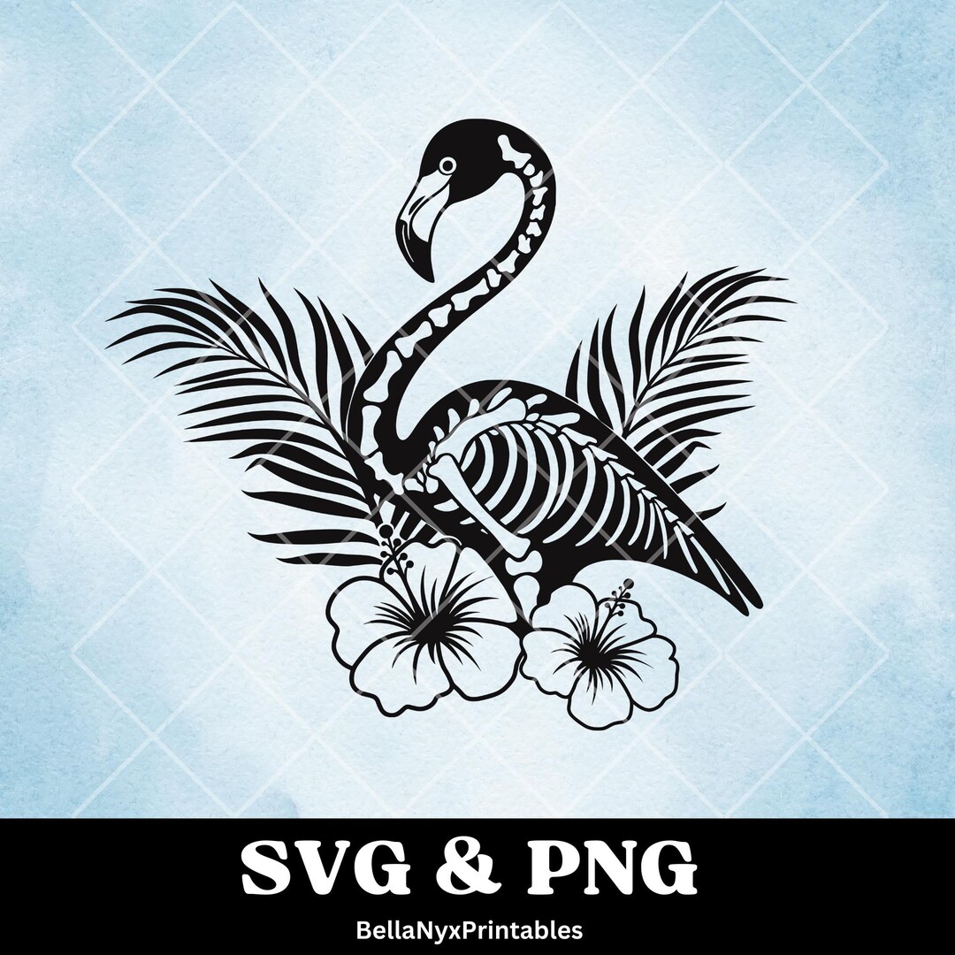 Skeleton Flamingo SVG, Flamingo SVG, Tropical Summer Clip Art, Goth ...