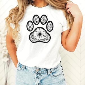 Floral Dog Paw Print SVG: Flower Paw Clip Art (digital Files) - Etsy