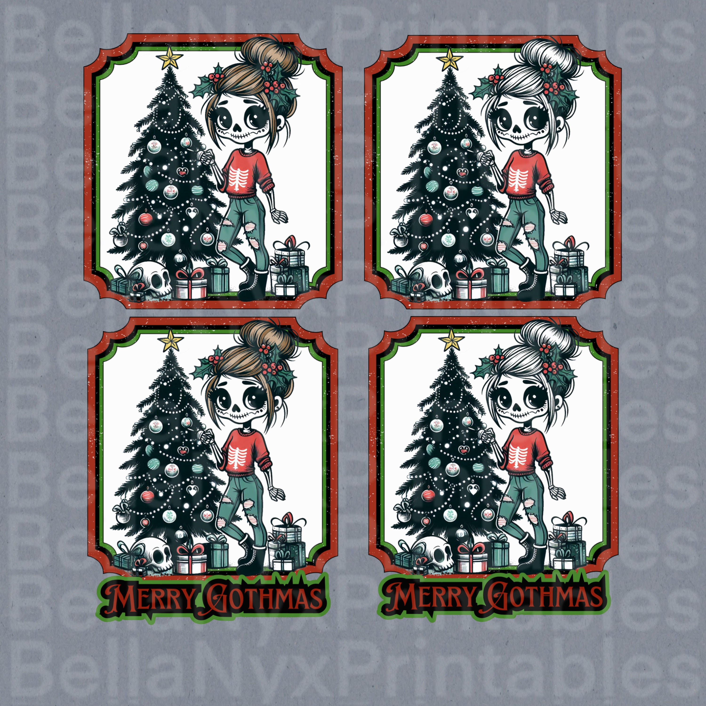 Merry Gothmas PNG Gothic Christmas Sublimation Skeleton PNG - Etsy
