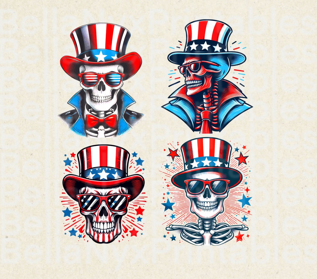 4th of July Skull PNG, Sublimation Skulls, Independence Day PNG - Etsy