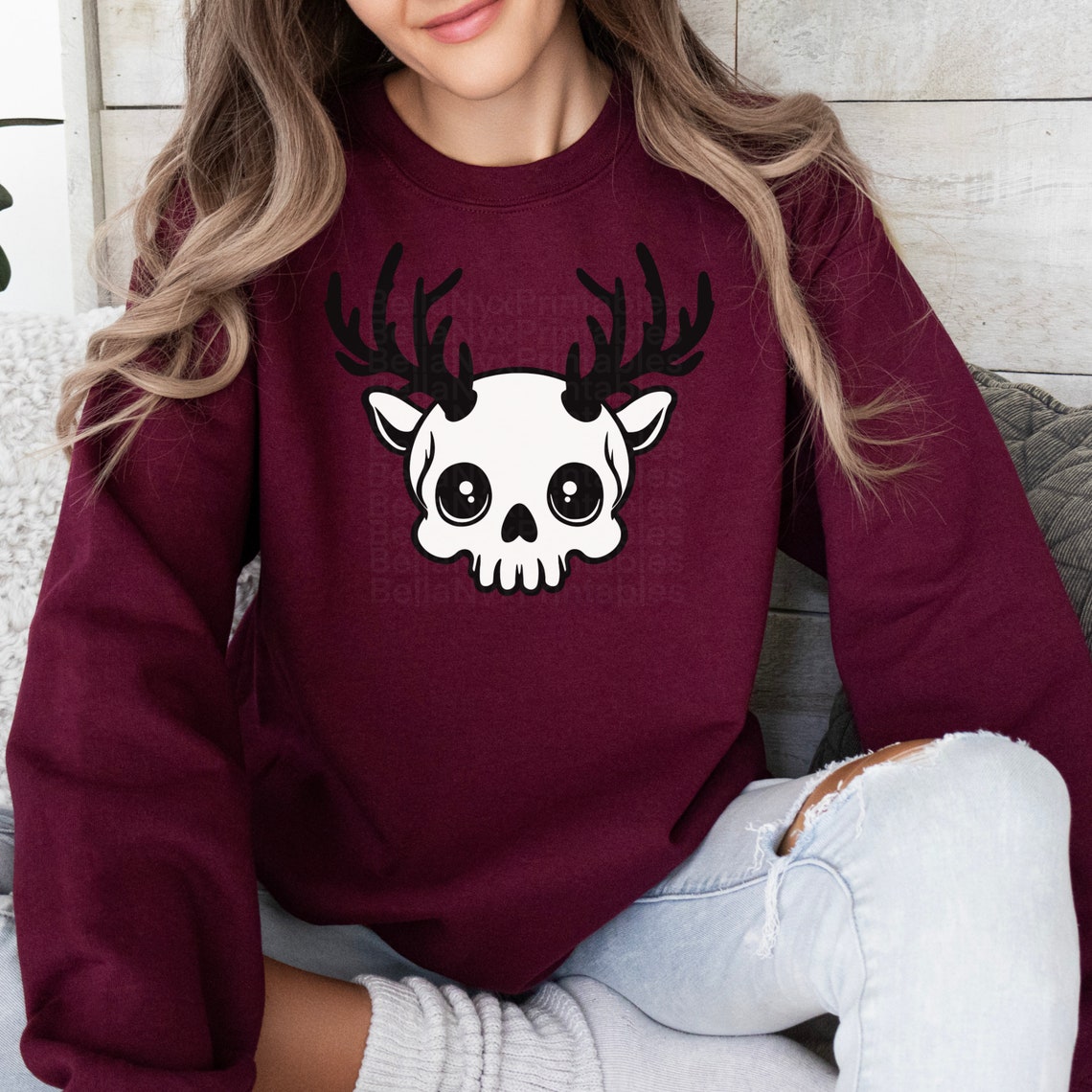 Reindeer Skull SVG, Cute Goth Svg, Reindeer Png, Christmas Cut File Png ...