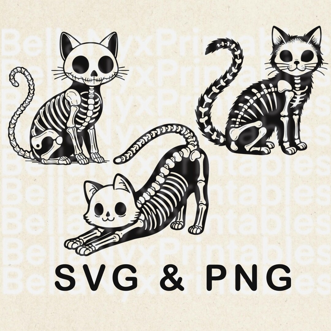 Skeleton Cat SVG, Spooky Cat SVG, Halloween Cats, Digital Download Svg Png - Etsy UK