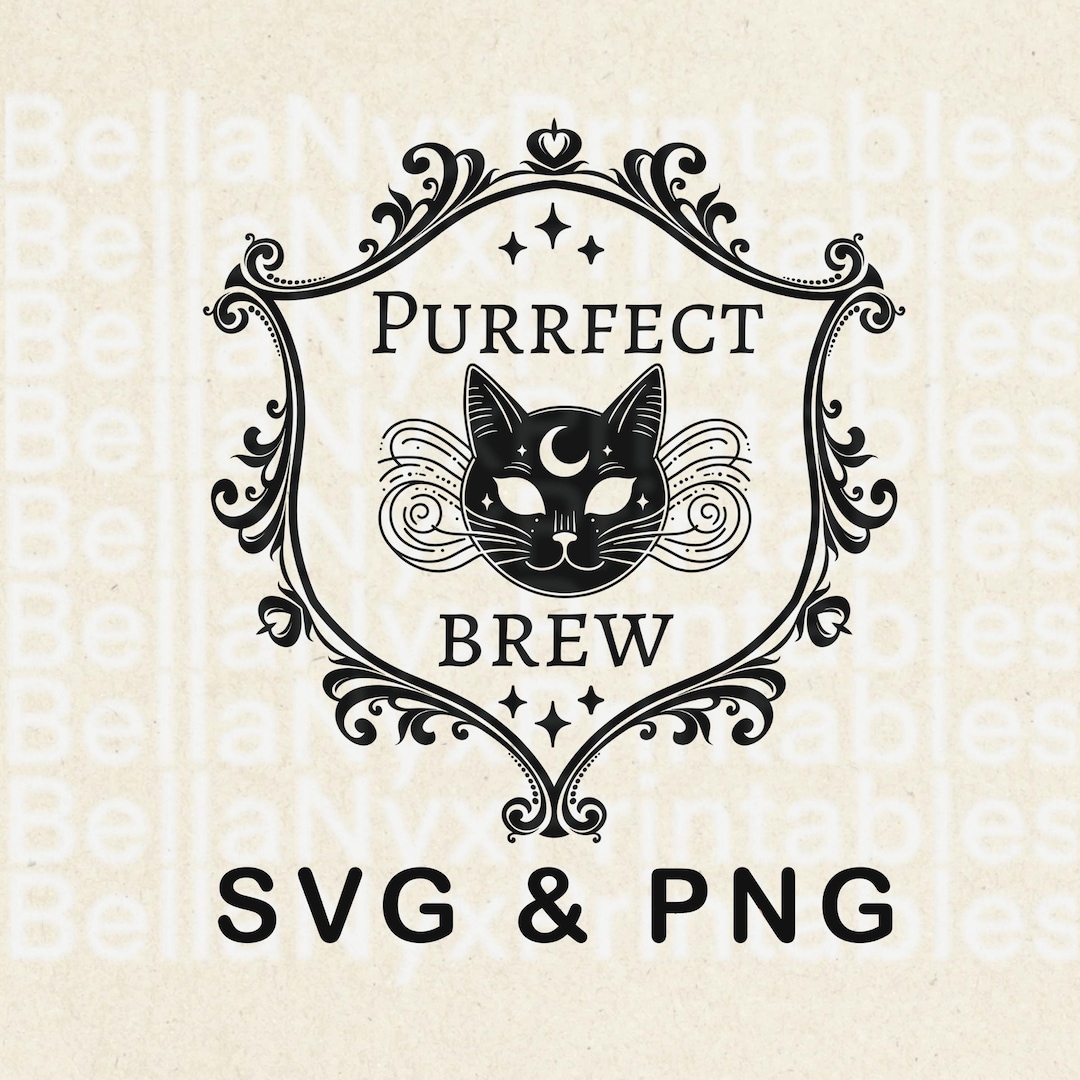 Purrfect Brew SVG, Cat Coffee SVG, Halloween Sign Digital Download ...