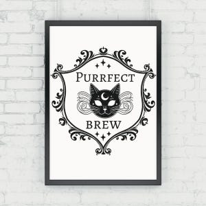Purrfect Brew SVG, Cat Coffee SVG, Halloween Sign Digital Download ...