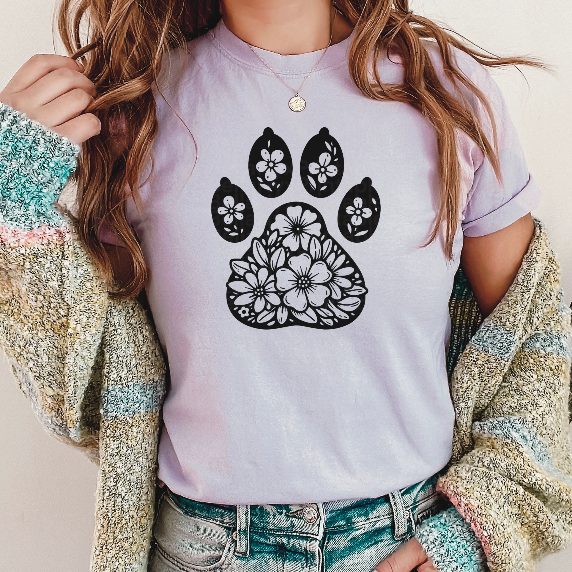 Floral Dog Paw Print SVG: Flower Paw Clip Art (digital Files) - Etsy
