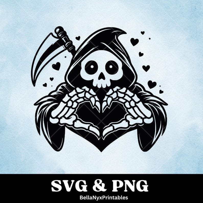 Cute Grim Reaper SVG, Goth Valentine’s Day SVG PNG - Etsy