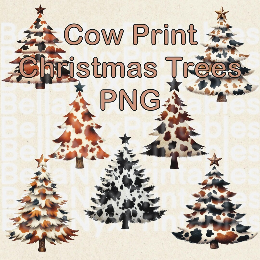 Cow Print Christmas Tree, Cow Print PNG, Western Christmas PNG ...