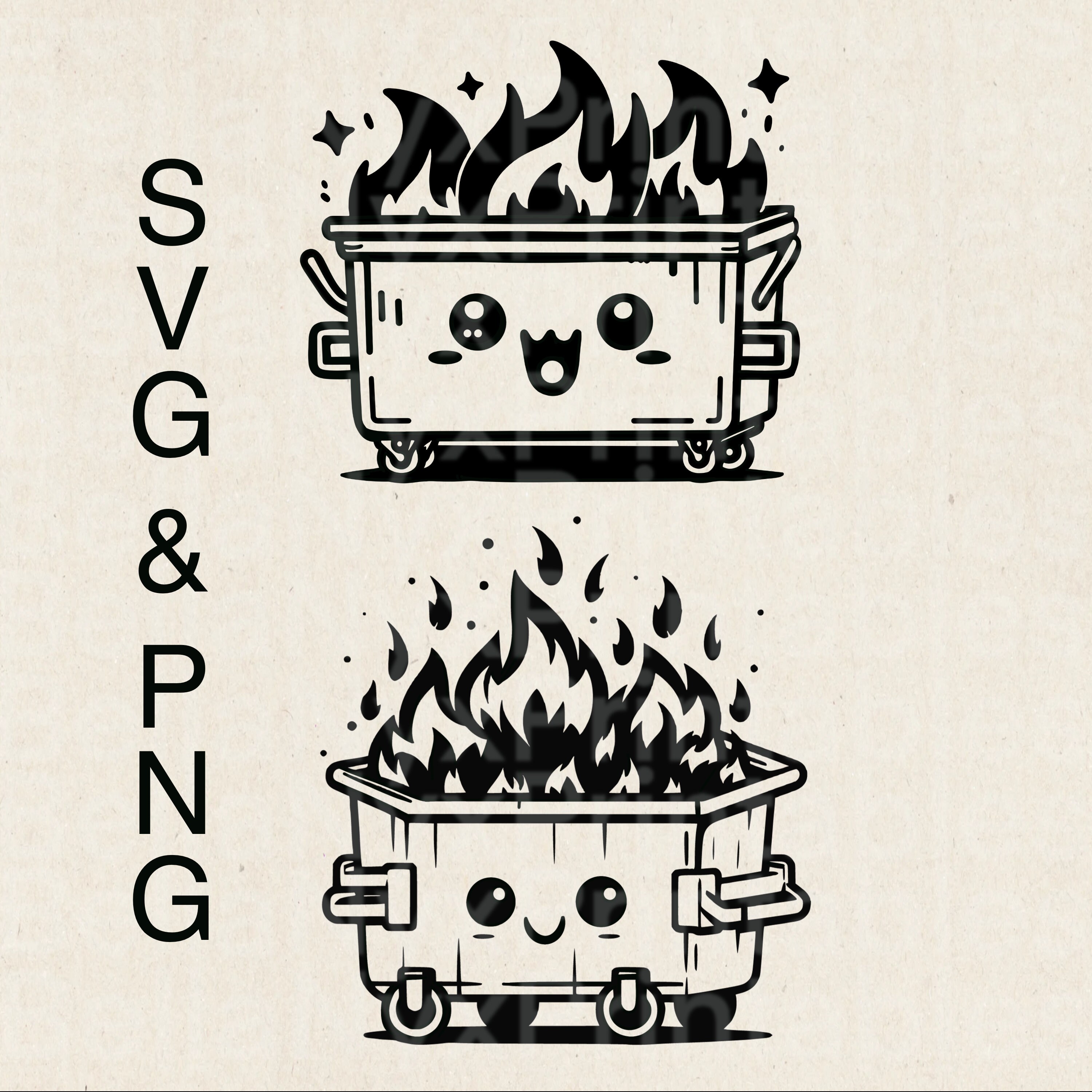 Cute Dumpster Fire SVG, Garbage Svg, Trash Can Clipart, Png Svg Files ...