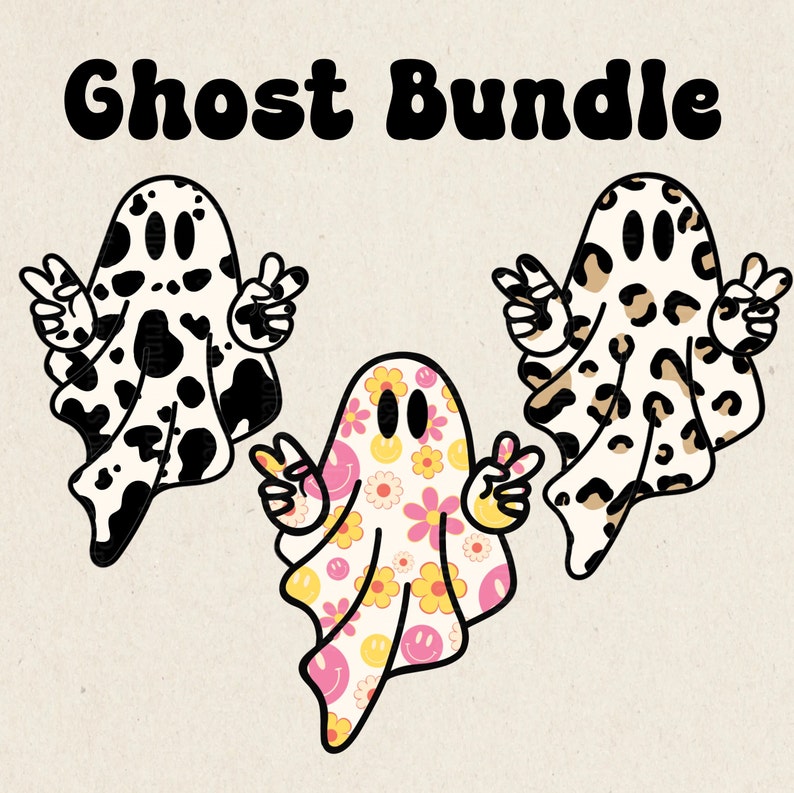 Ghost PNG, Peace Ghost, Hippie Ghost, Cowboy Ghost, Leopard Print Ghost ...