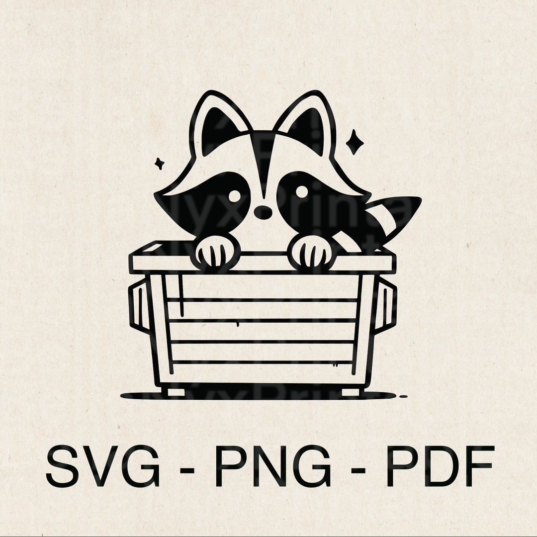 Raccoon in Dumpster SVG, Trash Panda Vector Cut File (PNG, PDF) - Etsy