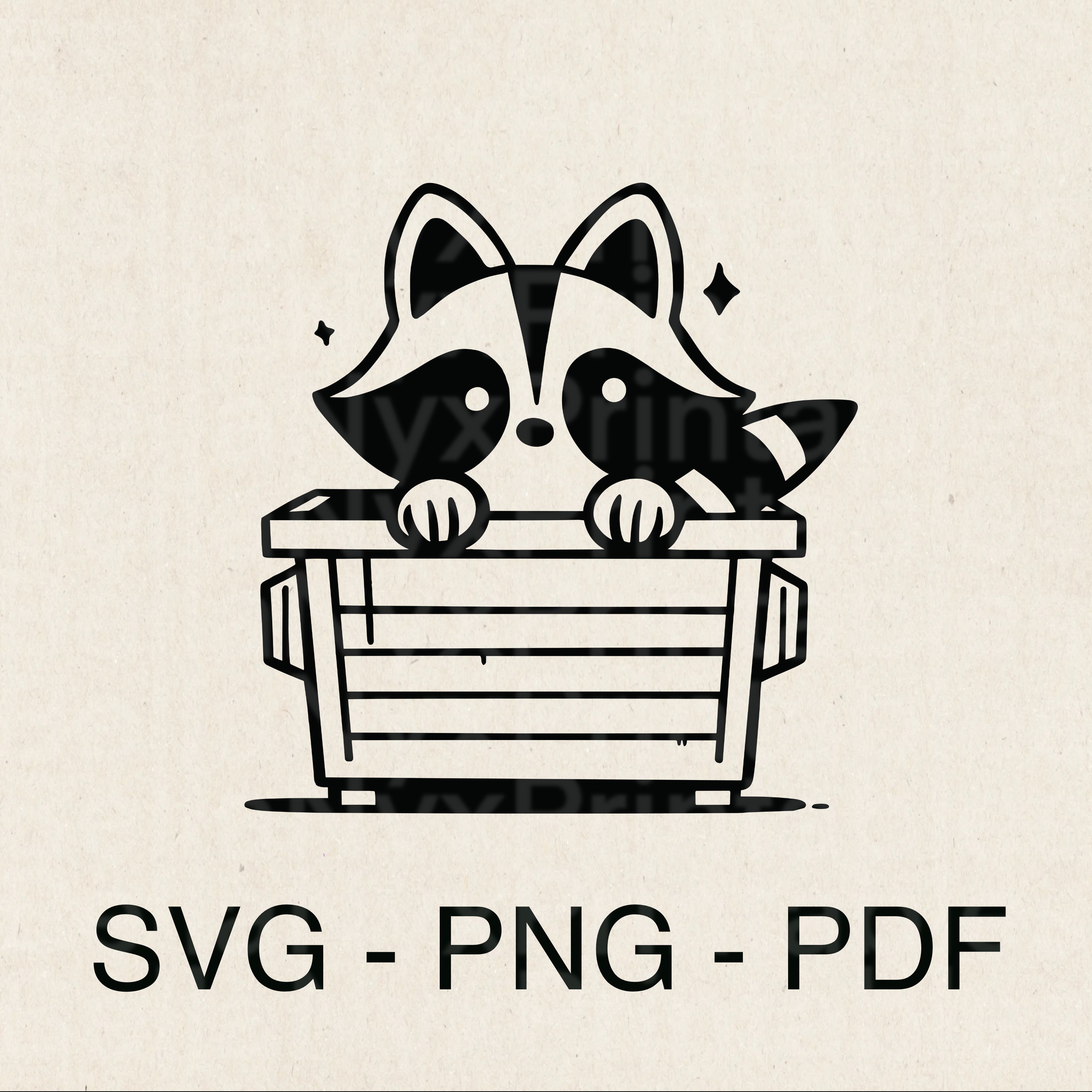 Raccoon SVG, Trash Panda SVG PNG, Cute Raccoon in a Dumpster, Cut File ...