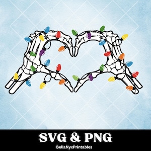 Christmas Skeleton Heart Hands SVG, Festive Clipart (PNG, PDF) - Etsy