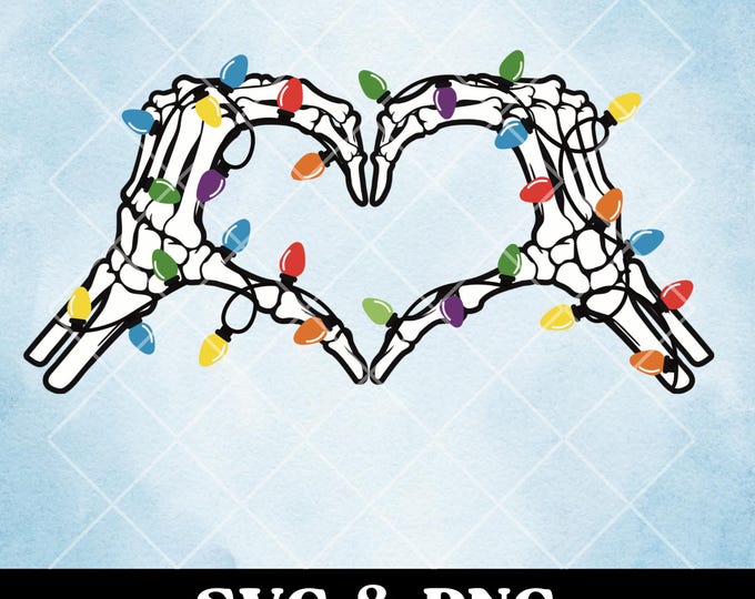 Christmas Skeleton Heart Hands SVG, Festive Clipart (PNG, PDF) - Etsy