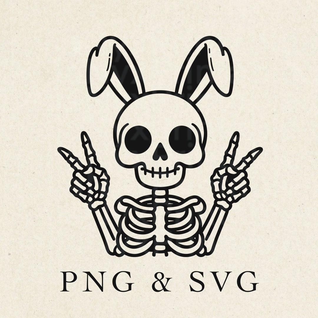 Easter Skeleton SVG, Skeleton Bunny Ears, Skeleton Peace Sign, Skeleton ...