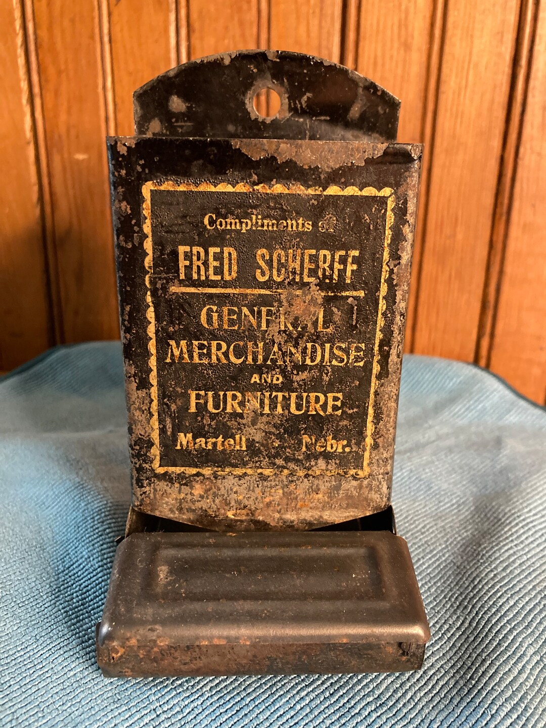 Vintage Metal Matchbox Holder With MARTELL, NEBRASKA Advertisement - Etsy
