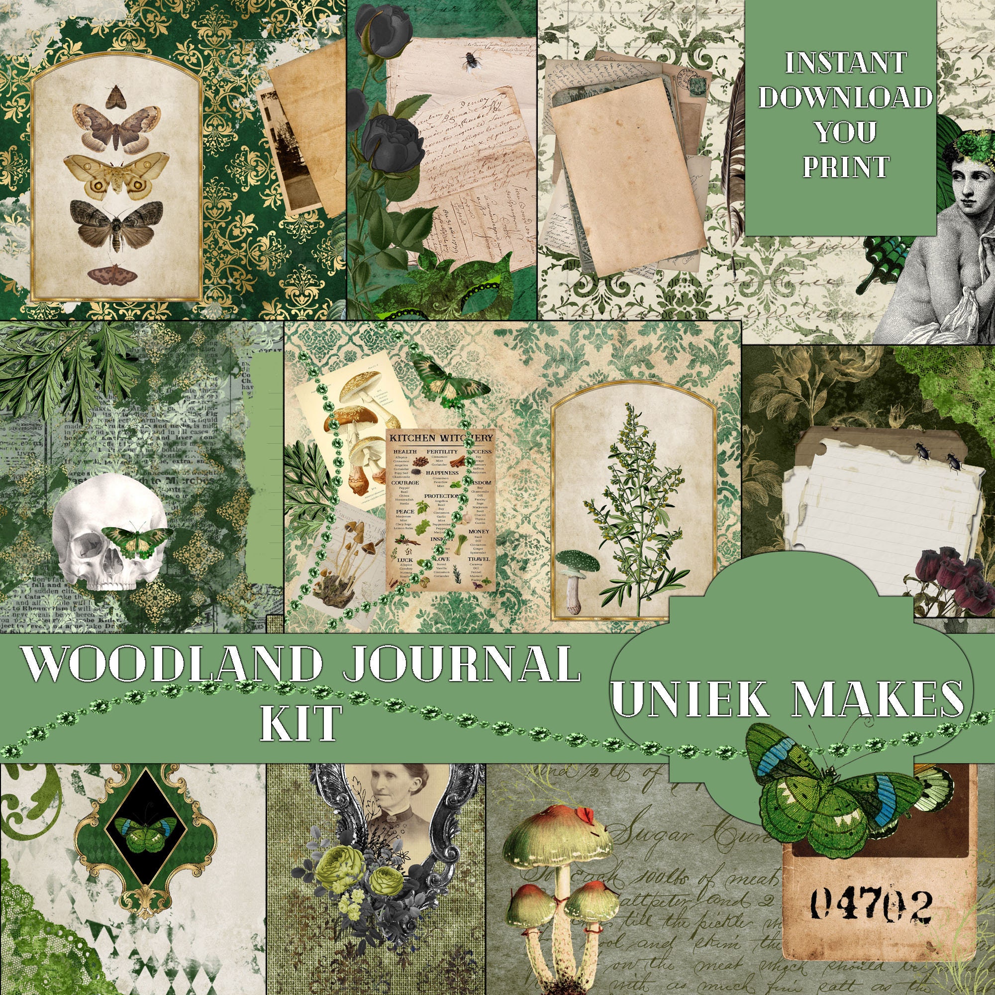 Woodland Goth, Junk Journal Pages, Digital, Download, Printable ...