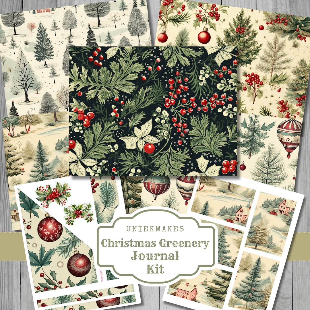 Christmas Greenery Junk Journal Kit, Digital, Download, Printable ...