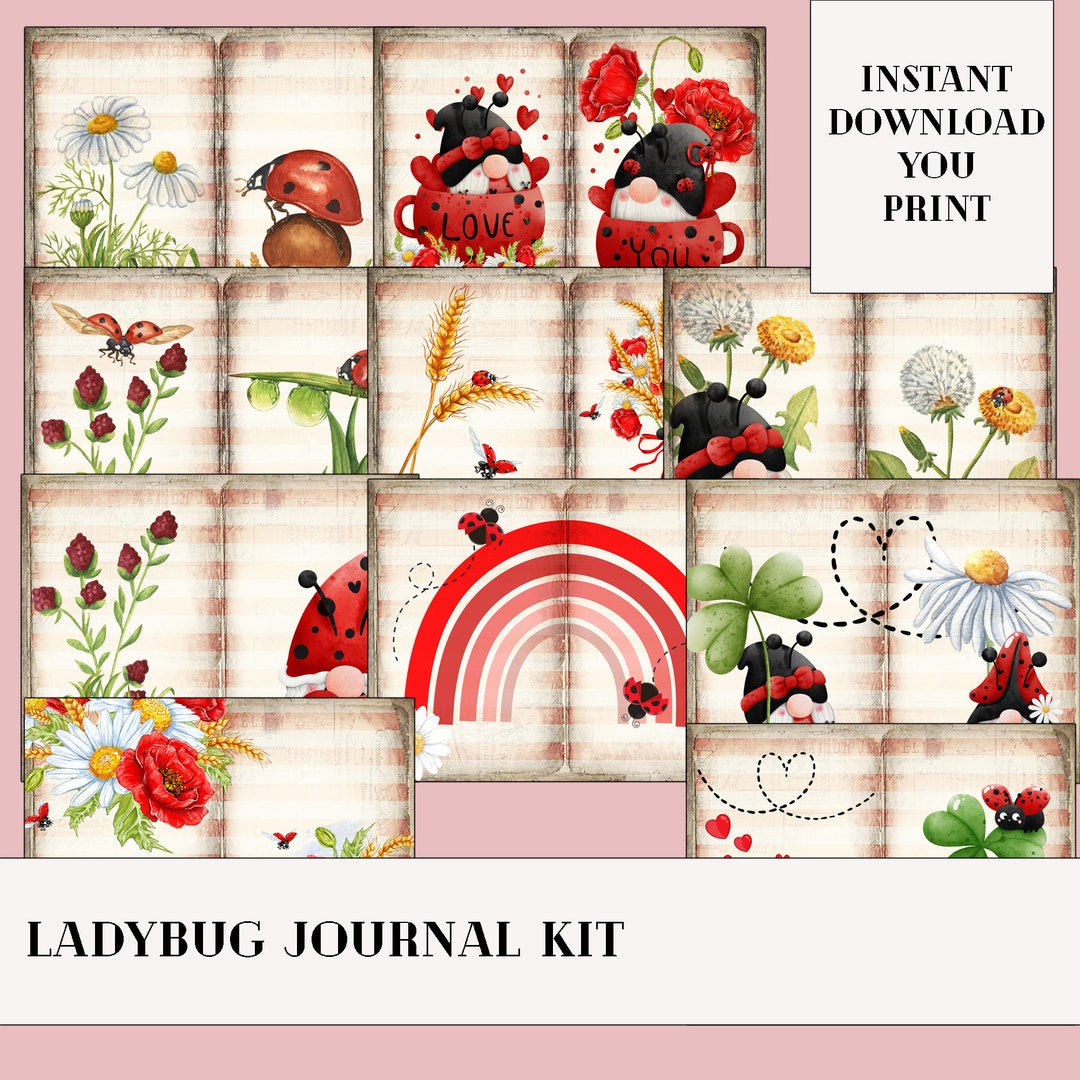 Ladybug Junk Journal Kit, Digital, Download, Printable, Ephemera ...