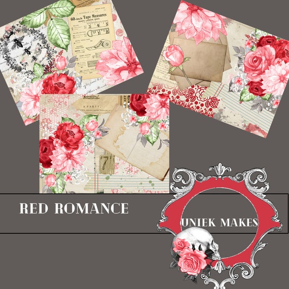 Red Romance Junk Journal Pages Digital Download Printable - Etsy