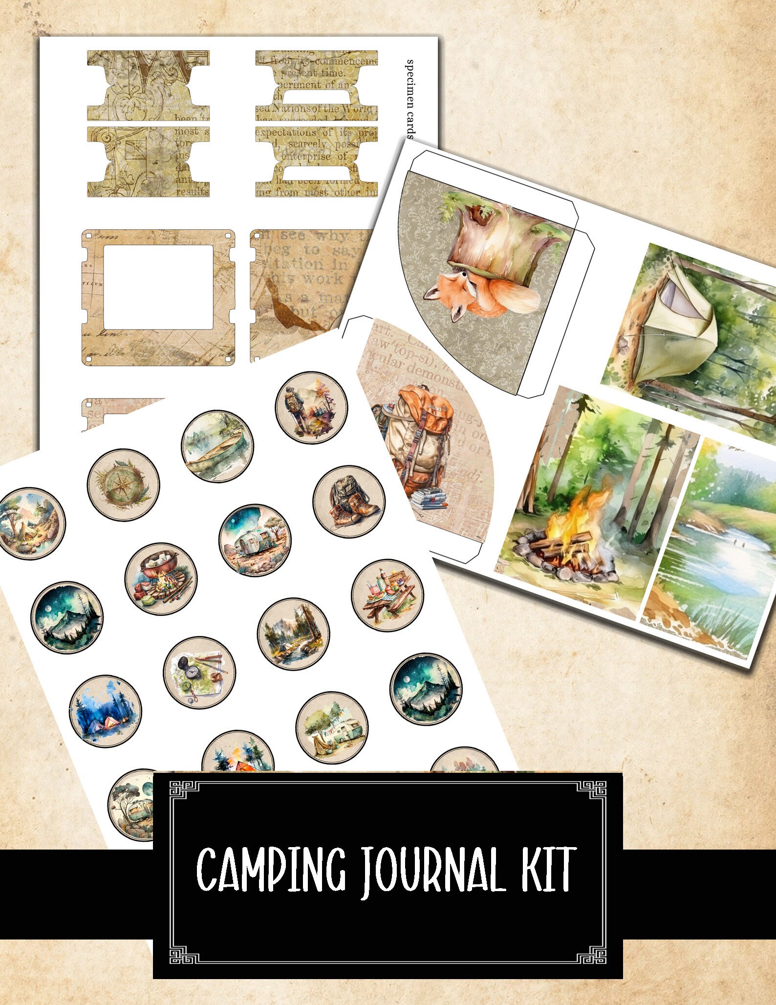 Camping Life Junk Journal Kit, Digital, Download, Printable, Ephemera ...