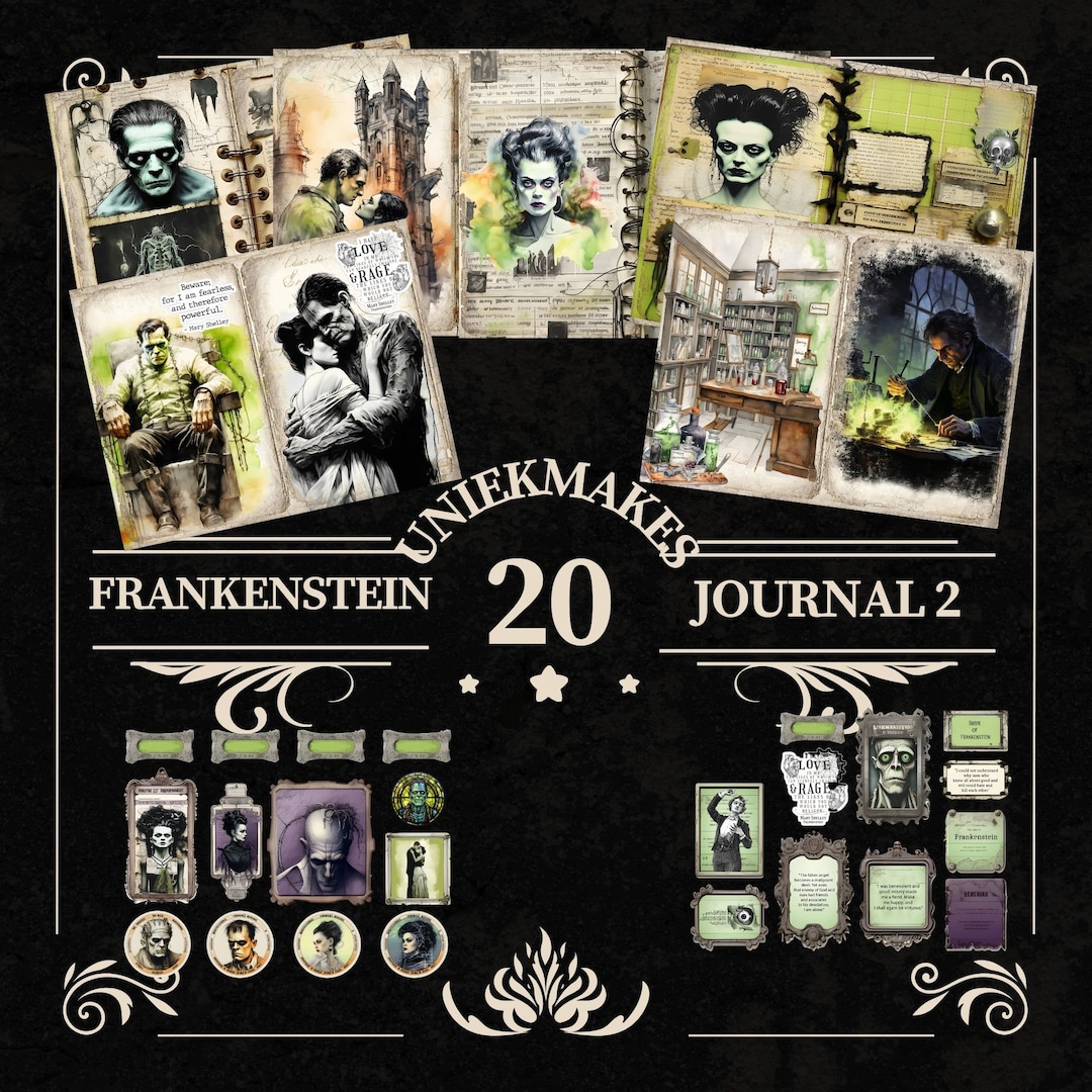 Frankenstein Journal Kit, Digital, Download, Printable, Ephemera ...