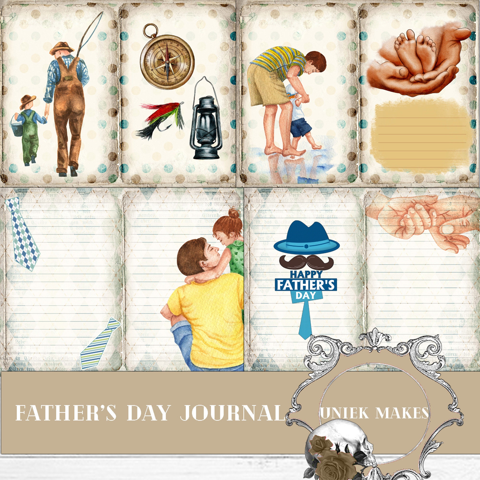 Father's Day Junk Journal Pages, Digital, Download, Printable, Ephemera ...