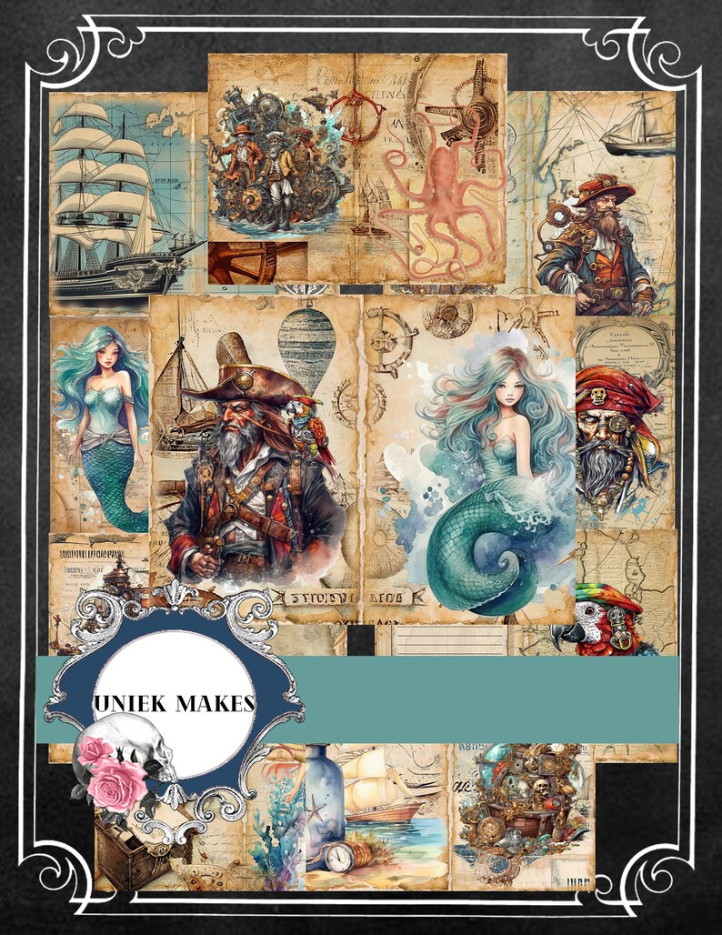 Pirate Junk Journal Kit, Nautical, Digital, Download, Printable ...