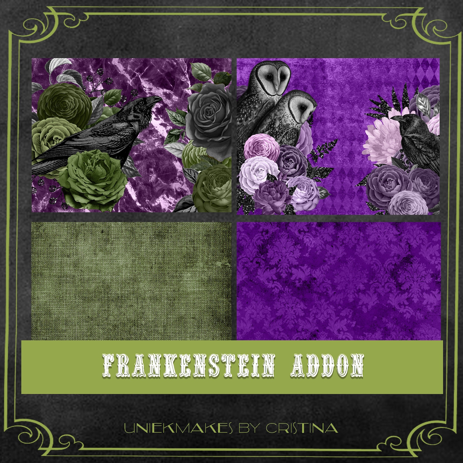 Frankenstein Junk Journal Kit Add-on, Backgrounds, Digital, Download ...