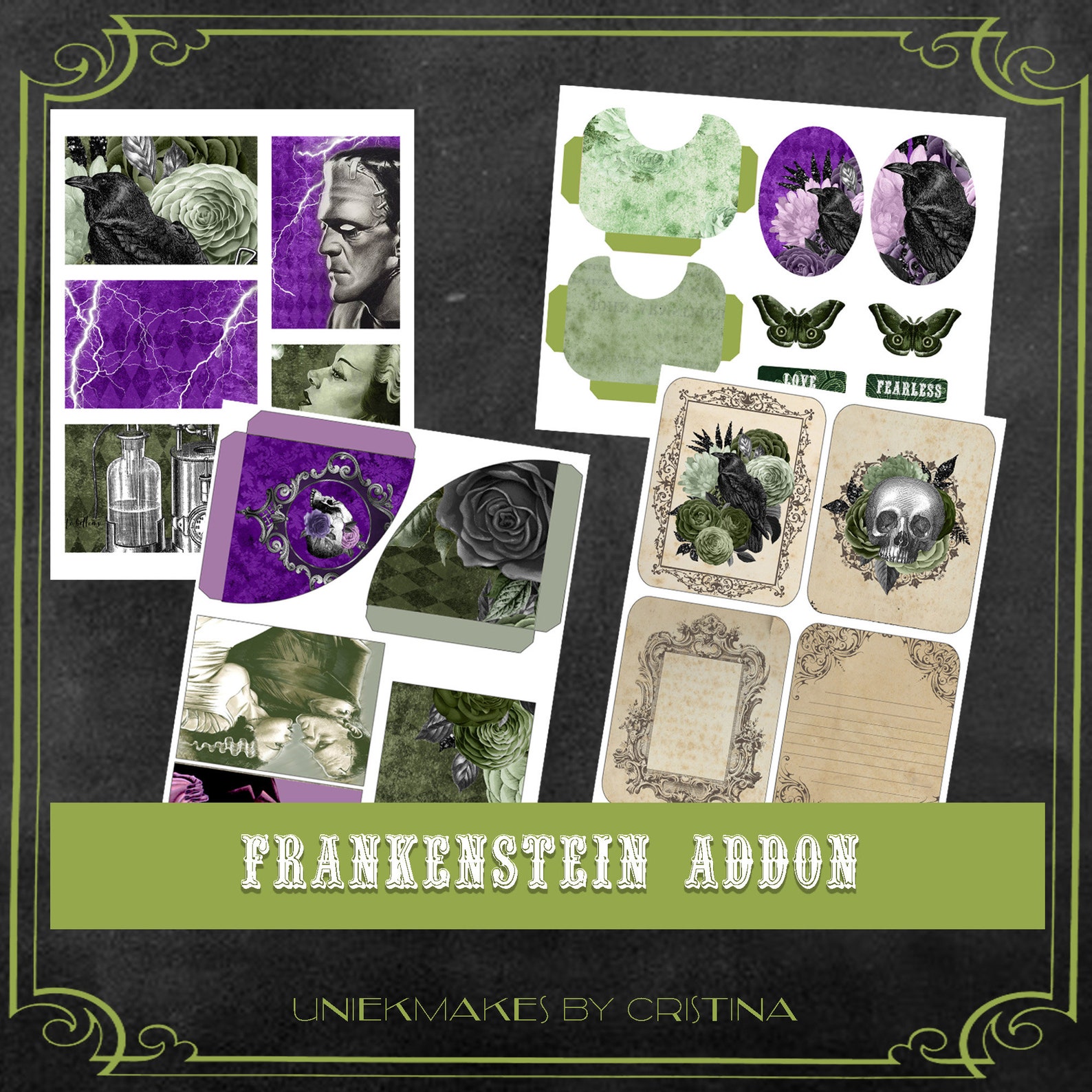Frankenstein Junk Journal Kit, Digital, Download, Printable, Ephemera ...