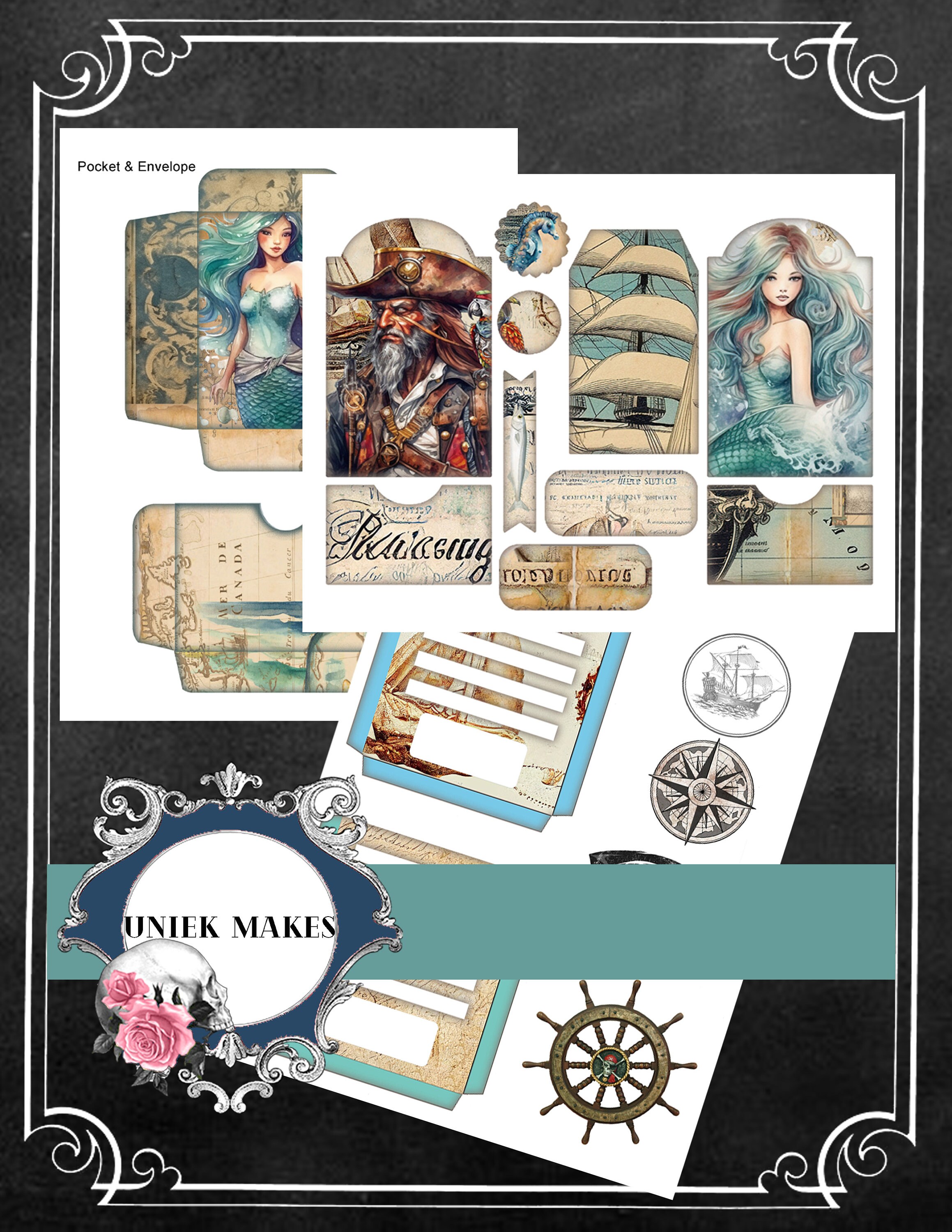 Pirate Junk Journal Kit, Nautical, Digital, Download, Printable ...