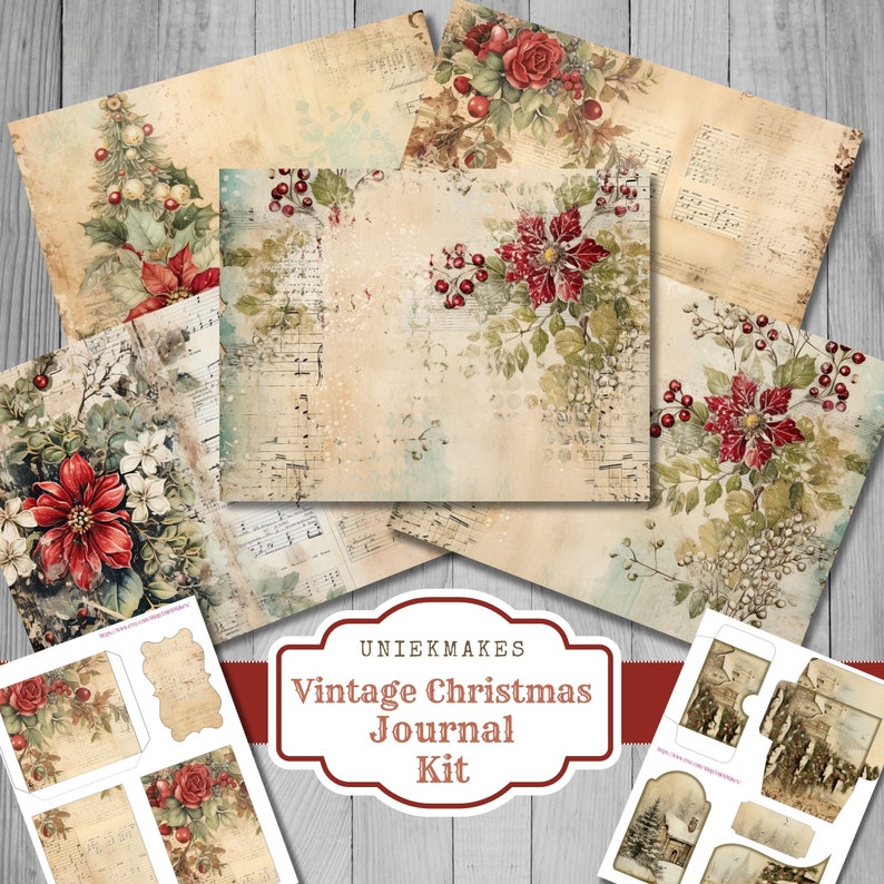 Vintage Christmas Junk Journal Kit, Digital, Download, Printable ...