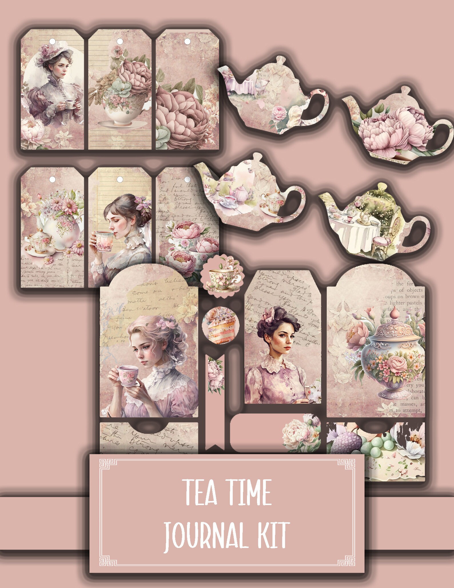 Tea Time Junk Journal Kit, Digital, Download, Printable, Ephemera ...