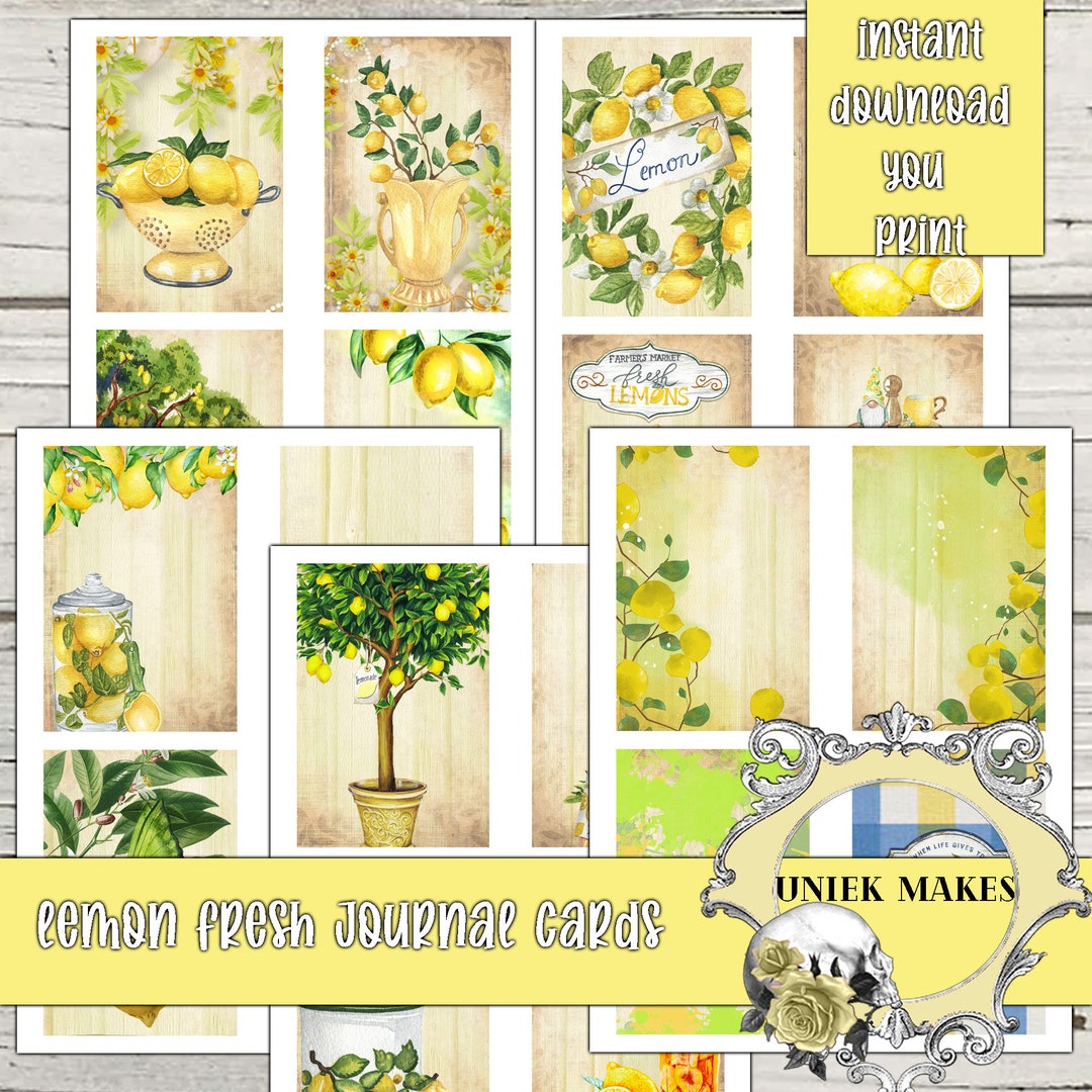 Lemon Fresh Journal Cards, Junk Journal, Mixed Media, Ephemera, Digital ...