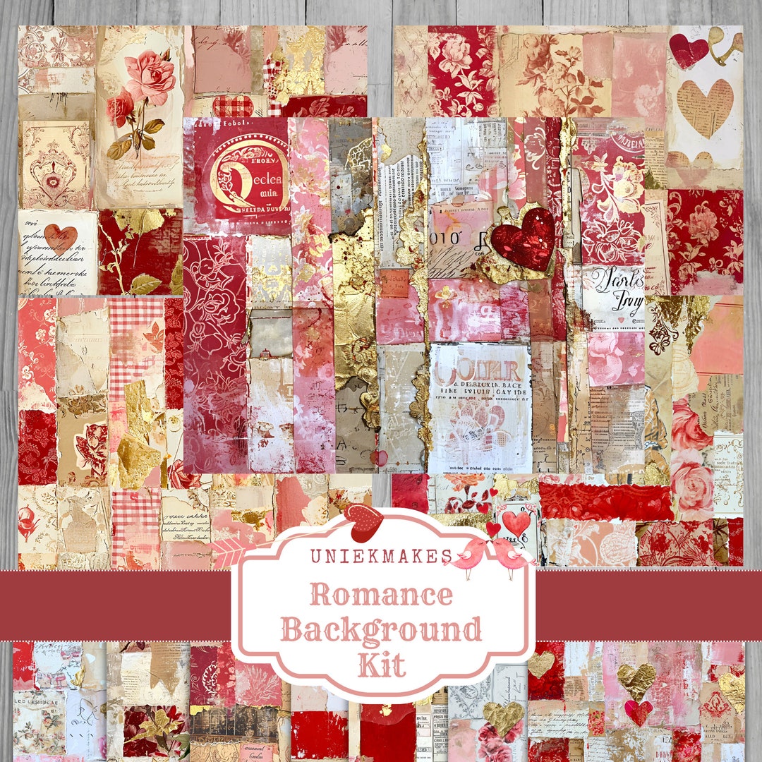 Red Romance Journal Kit, Backgrounds, Digital, Download, Printable ...