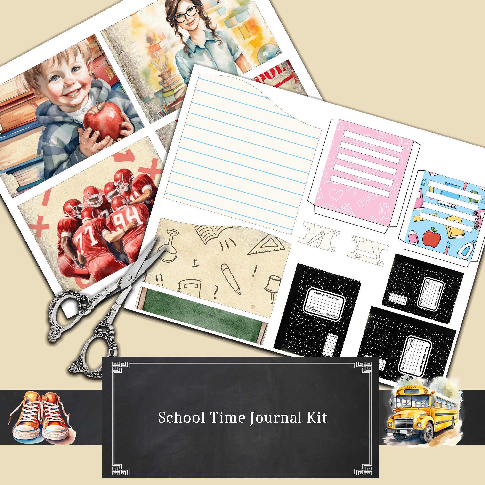 School Time Journal Kit, Digital, Download, Printable, Ephemera ...