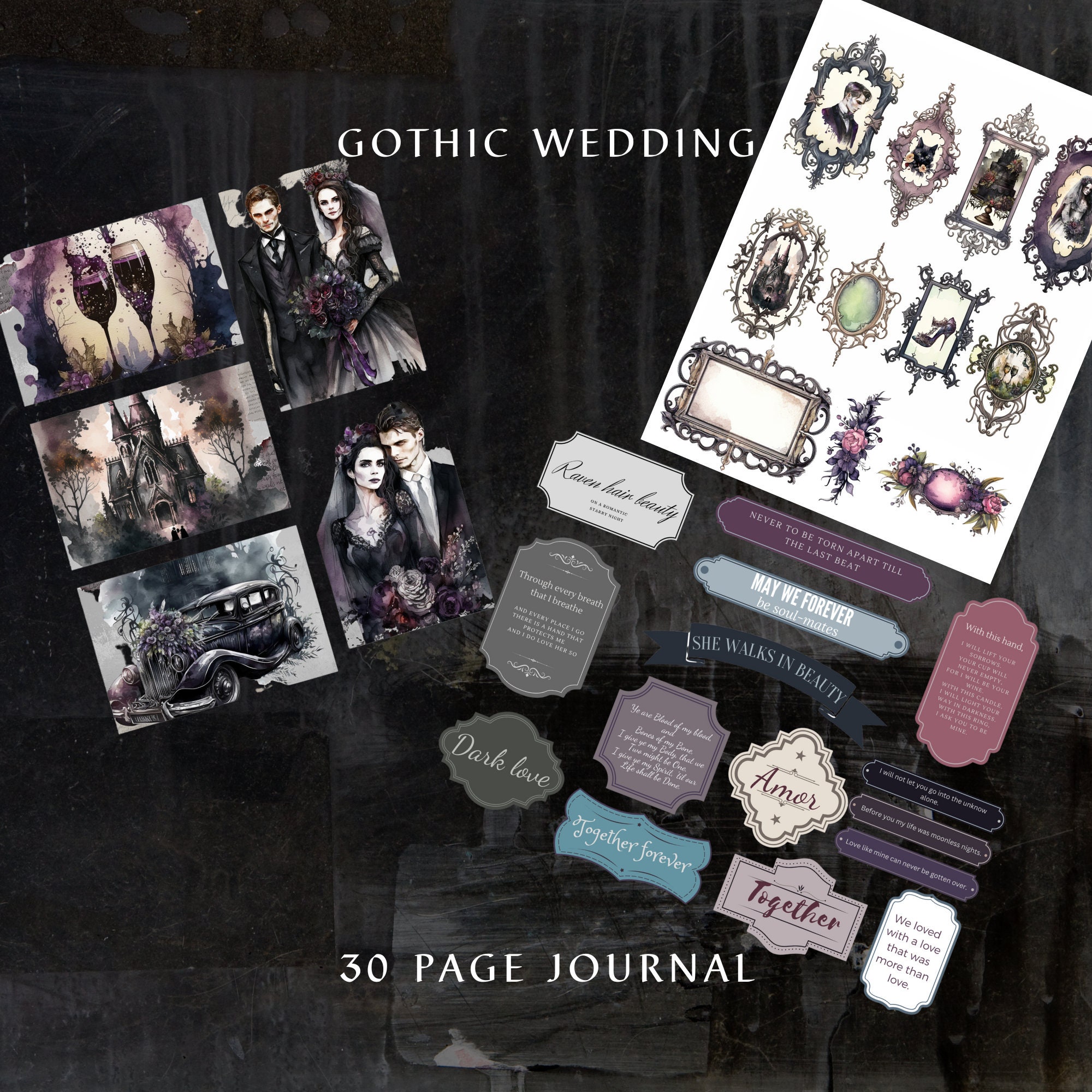 Gothic Wedding Junk Journal Kit, Digital, Download, Printable, Ephemera ...