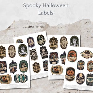 Spooky Halloween Labels, , Digital, Download, Printable, Ephemera ...
